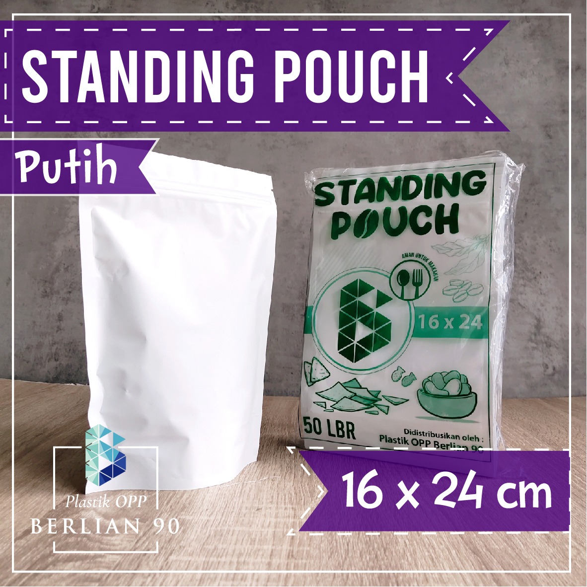 Standing Pouch Putih Doff 16x24 Cm Plastik Kemasan Kopi isi 50 Pcs ...
